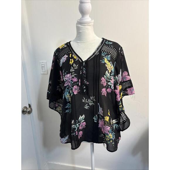 Zac & Rachel | Tops | Zac Rachel Floral Flowy Blouse Small Angel Arms ...